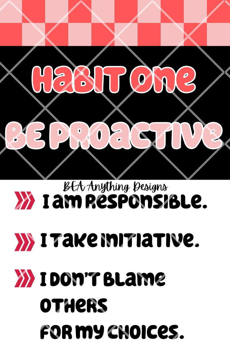 7 Habit Posters- Checkerboard - Etsy