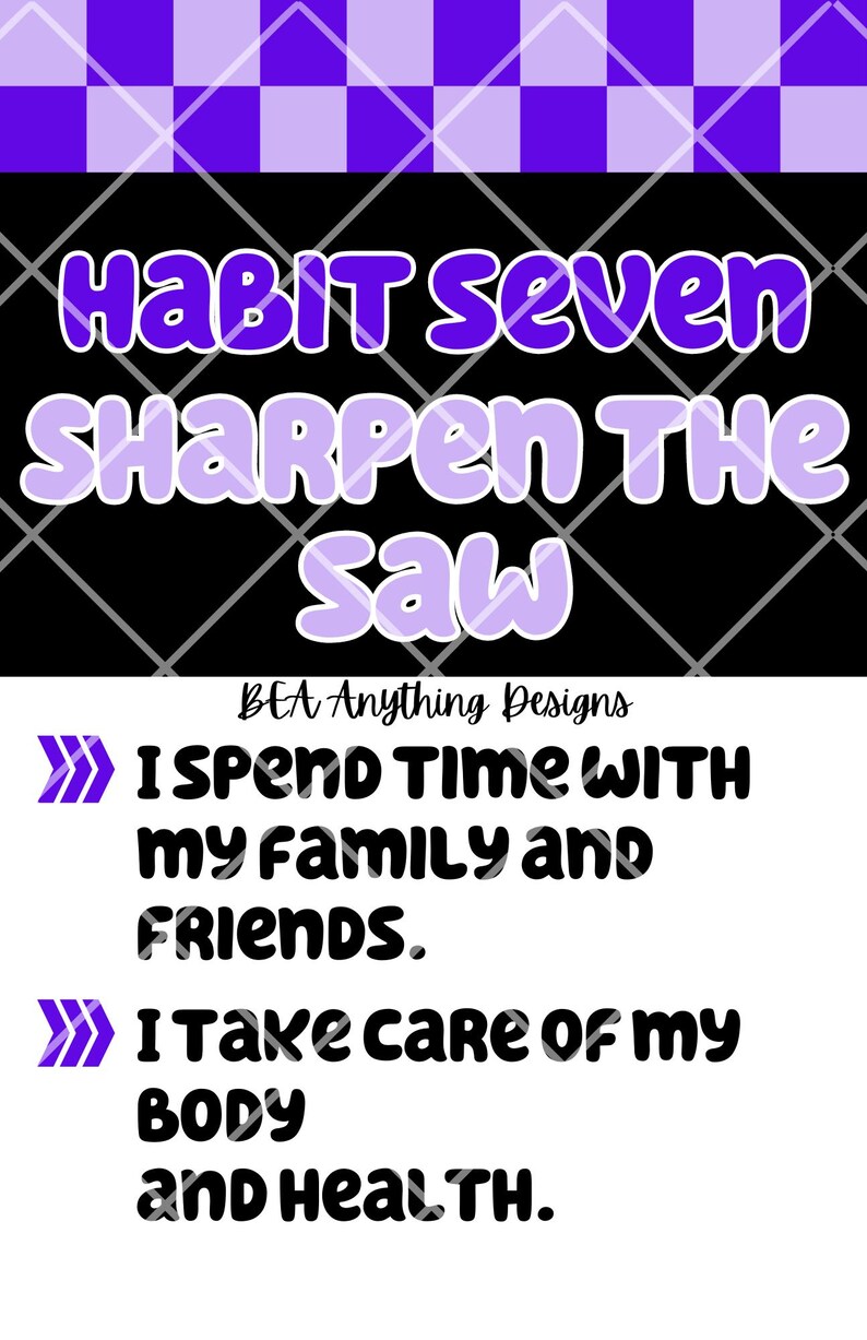 7 Habit Posters- Checkerboard - Etsy