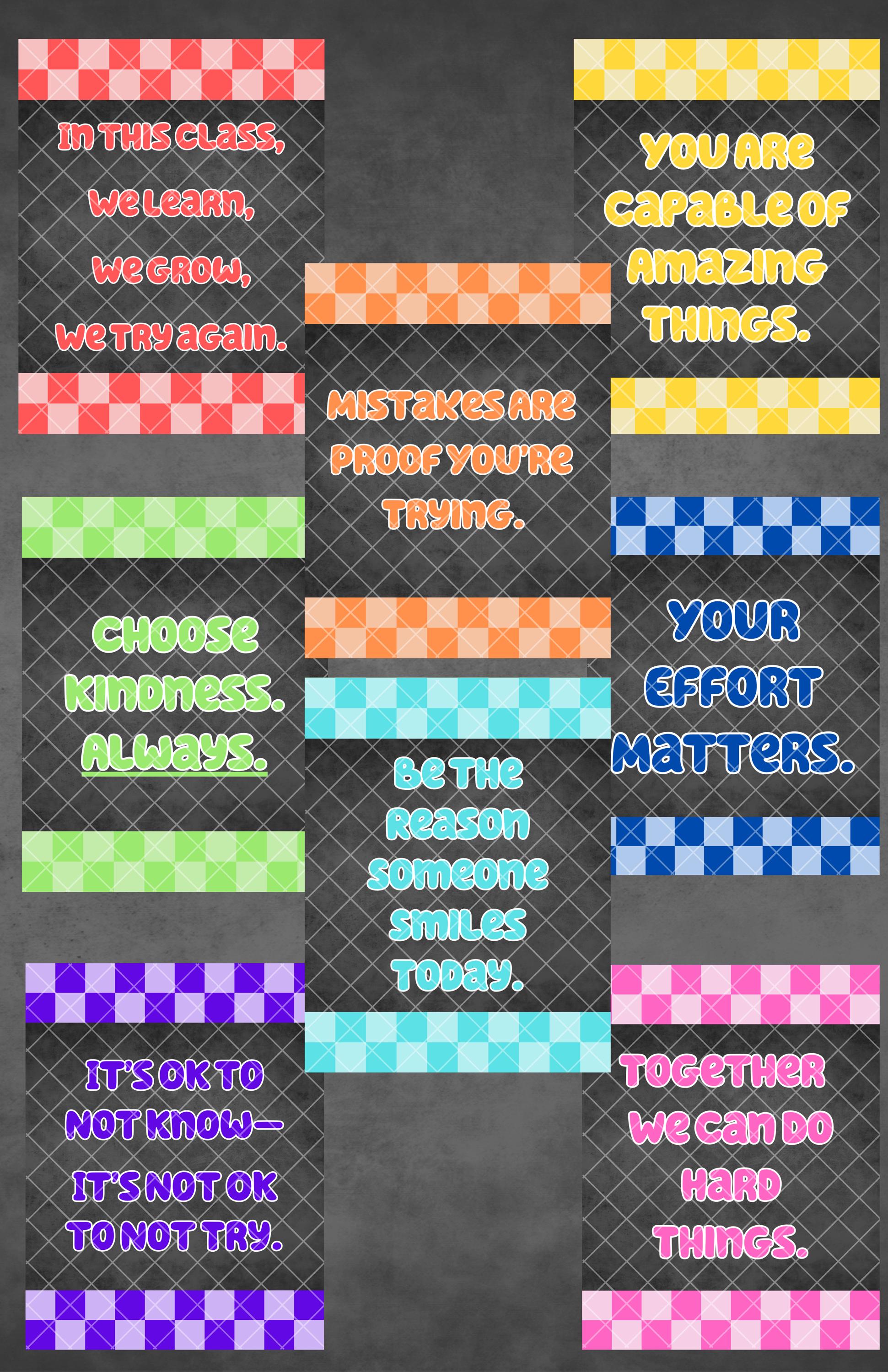 Rainbow Checkered Classroom Poster – Motivational Wall Art for Teachers ...