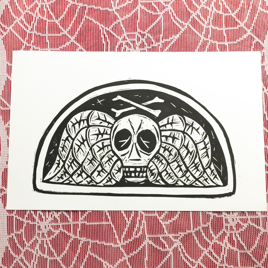Headstone Linocut Print - Etsy