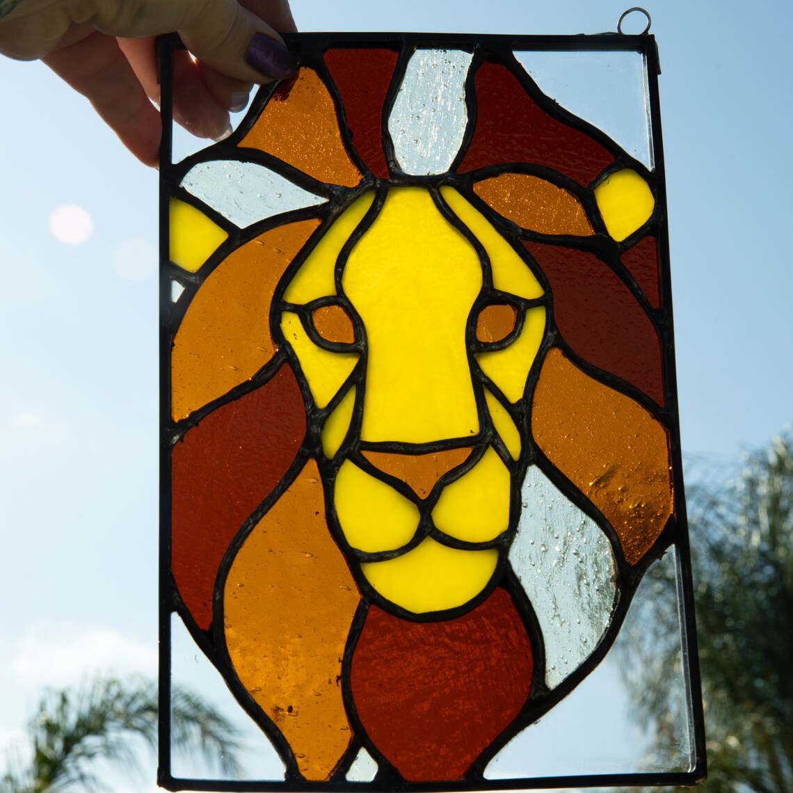 Leo Zodiac Sign Stained Glass Suncatcher - Etsy