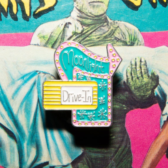 Drive-in Sign Enamel Pin - Etsy