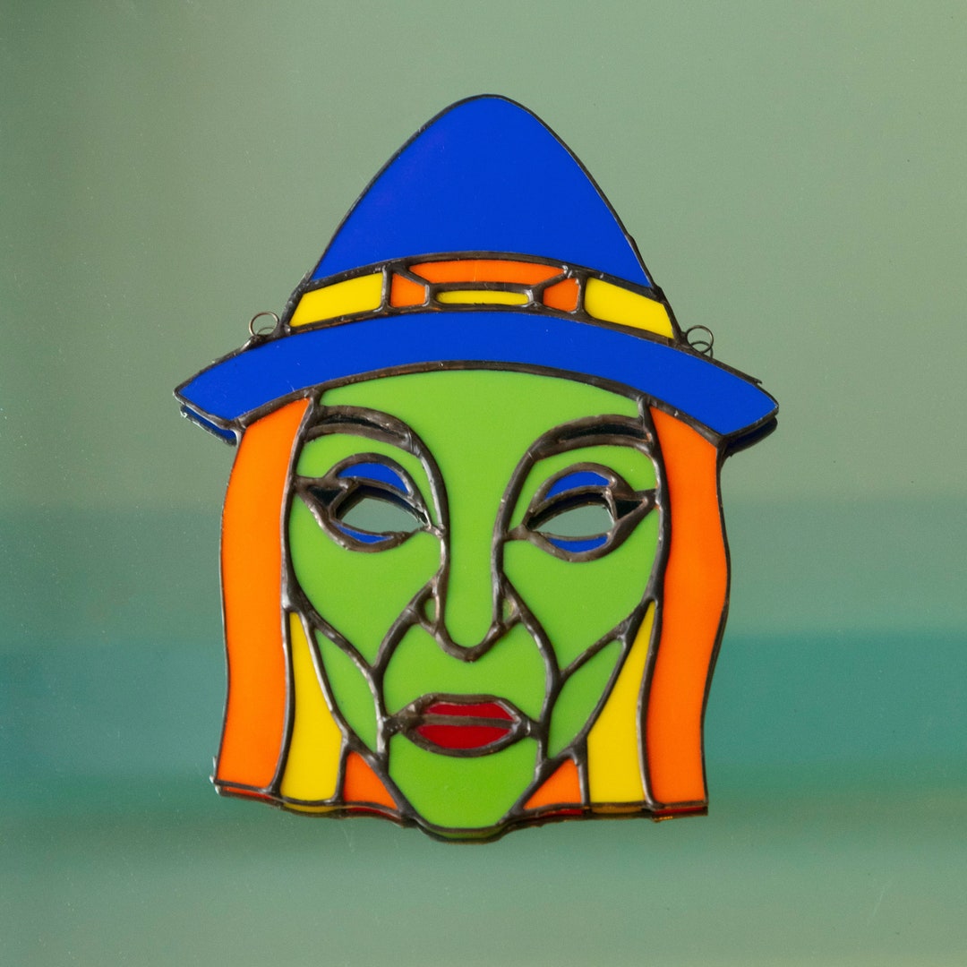 A Vintage Witch Halloween Mask Stained Glass Suncatcher - Etsy