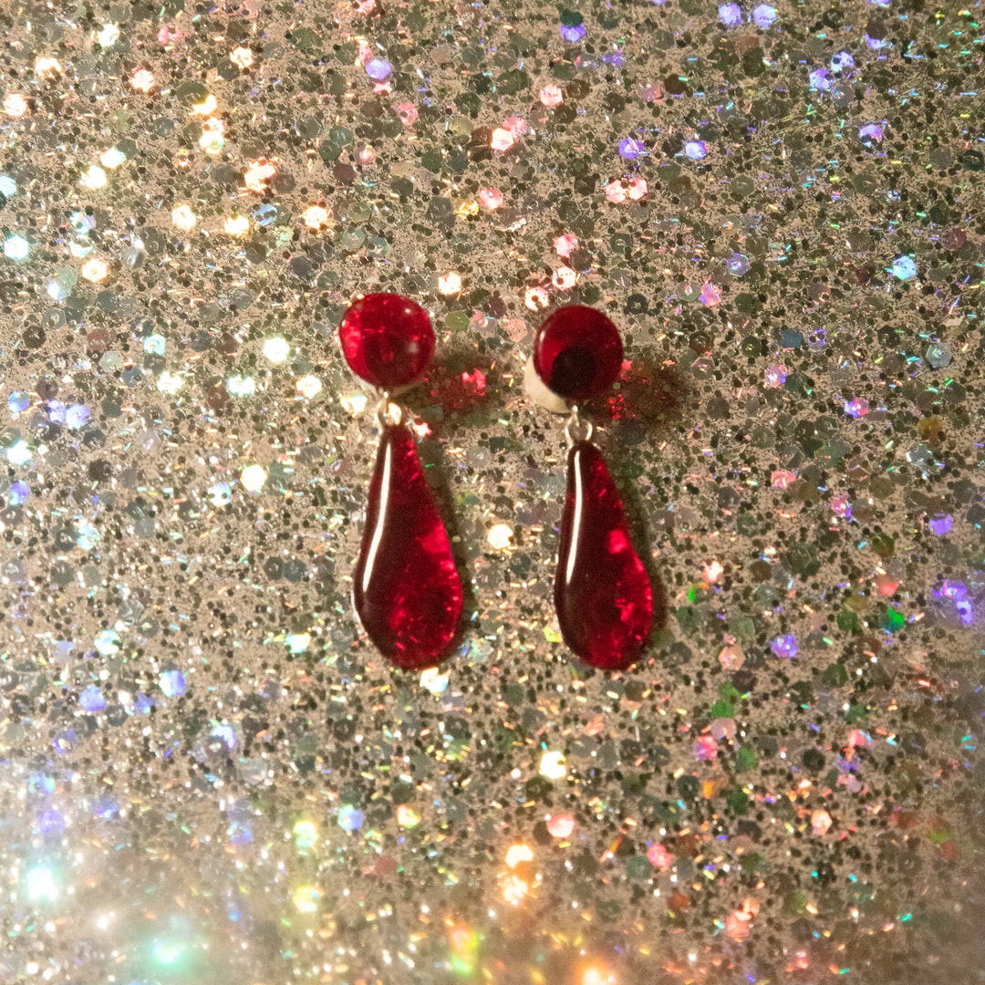 Blood Drop Glass Earrings - Etsy