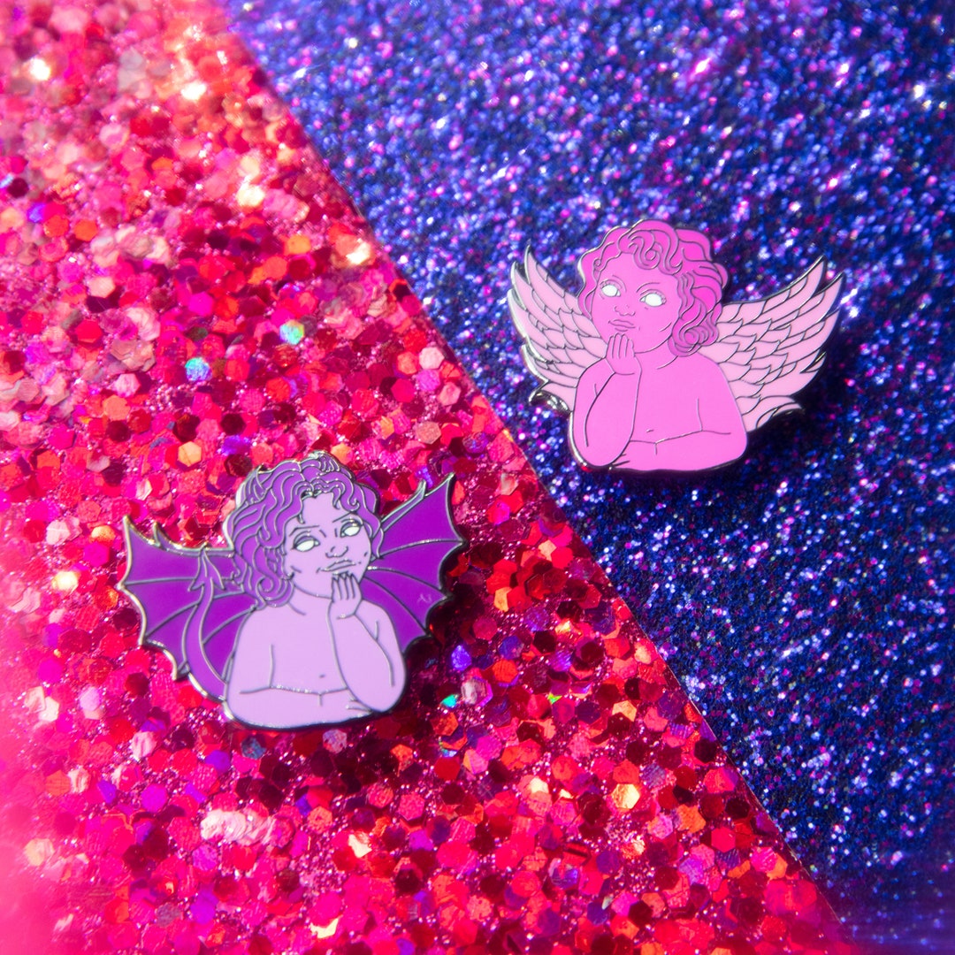 Devil and Cupid Hard Enamel Pin Set - Etsy
