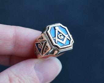Masonic Ring, Men's Ring, Freemason Ring, Illuminati Masonic Sacred ...