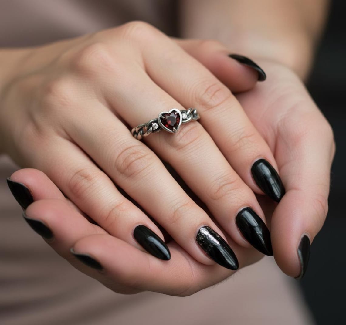 Gothic Heart Couples Rings | Sterling Silver Promise Rings | Dark ...