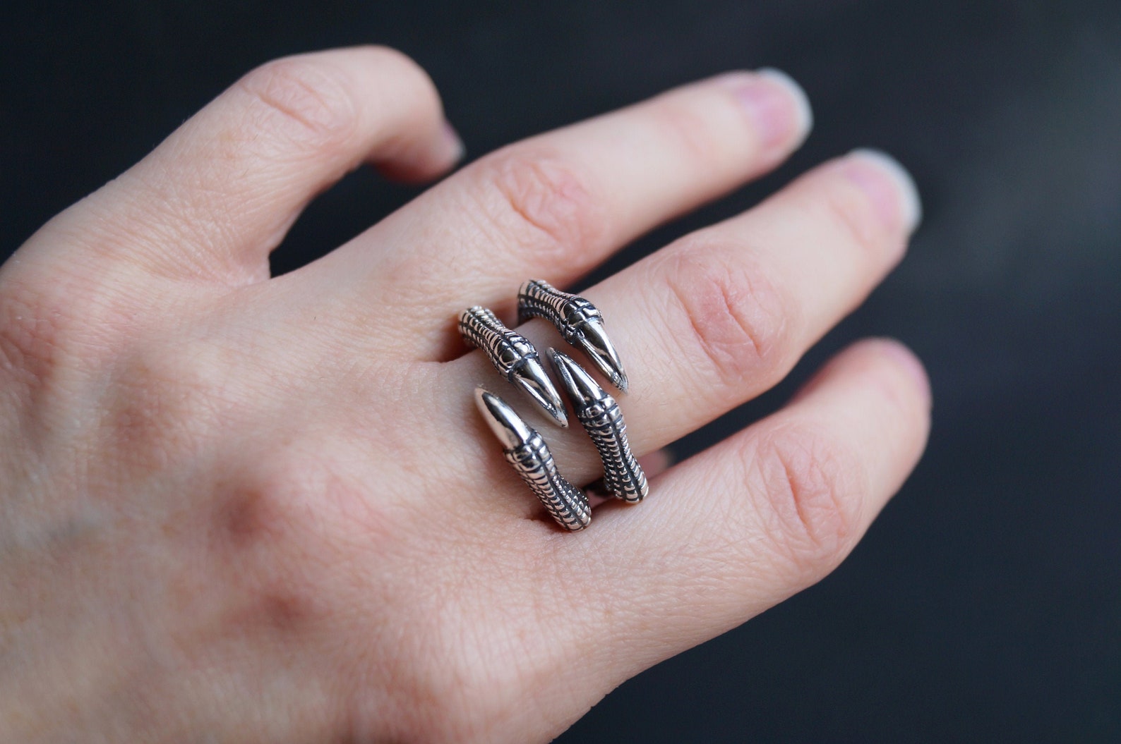 Adjustable Silver Dragon Claw Ring Fantasy Ring - Etsy