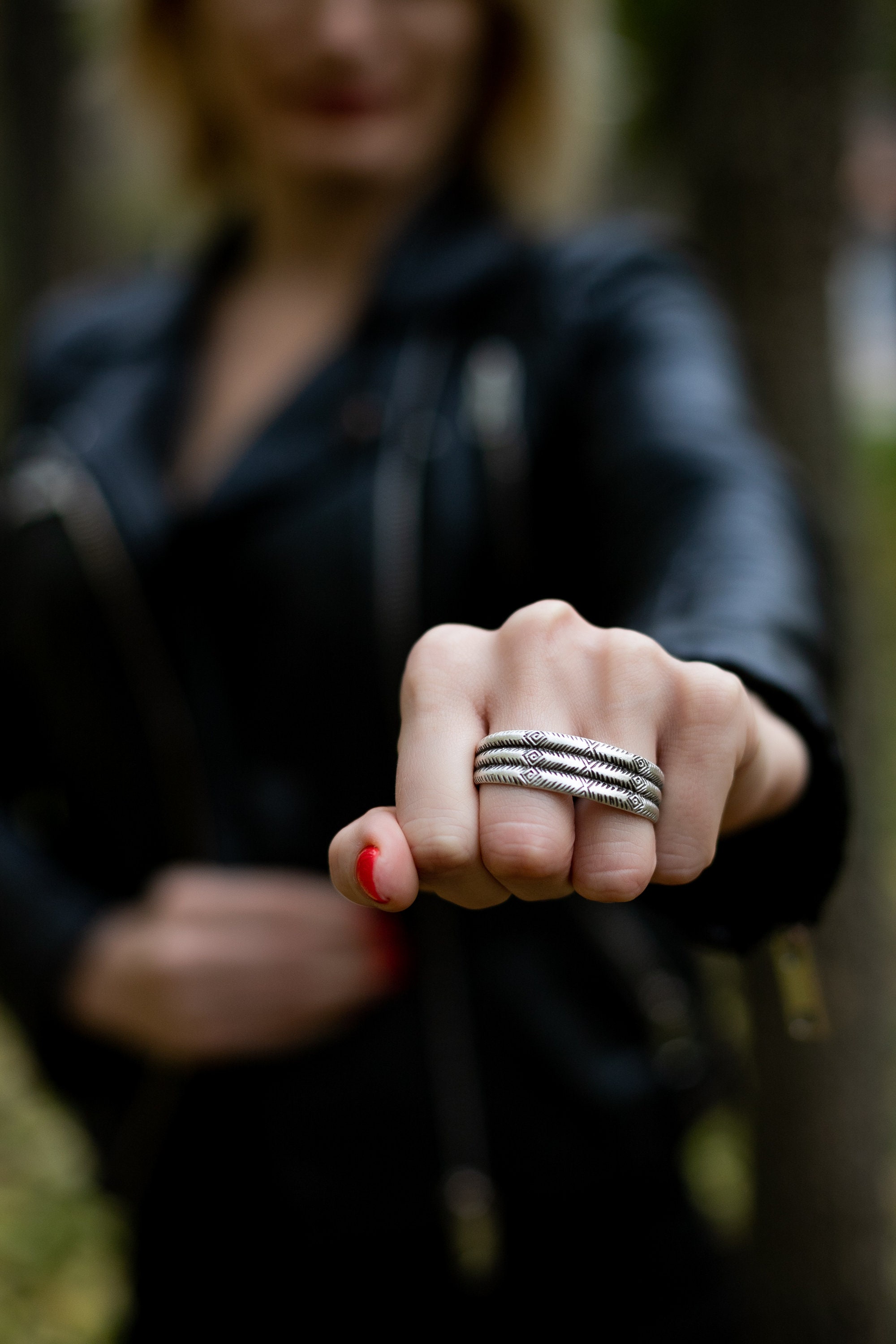 2 finger knuckle duster ring Silver double finger ring | Etsy