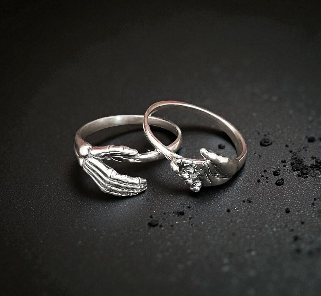 Life and Death Fede Ring 925 Silver | Adjustable Two Part Ring | Gothic ...