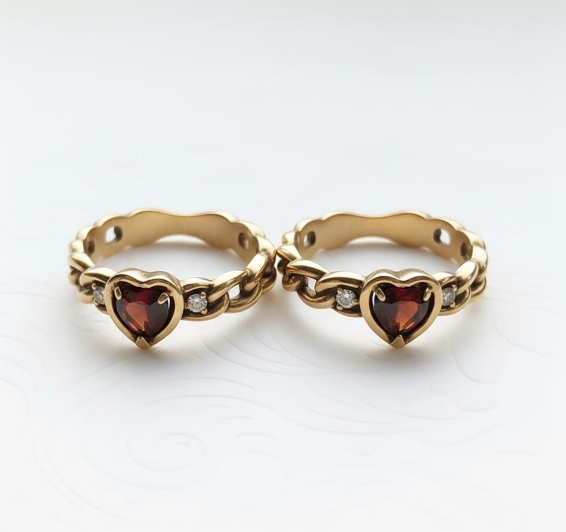 Gothic Heart Couples Rings | Sterling Silver Promise Rings | Dark ...