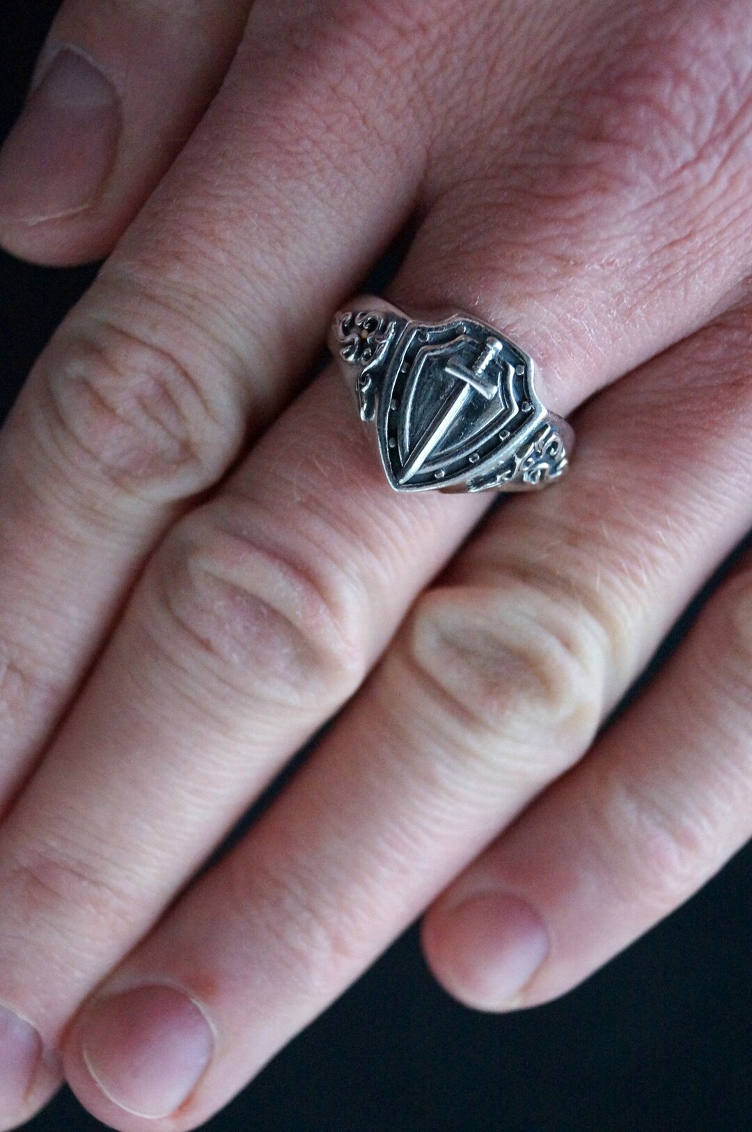 Sterling Silver Knight's Signet Ring Sword Silver Ring - Etsy