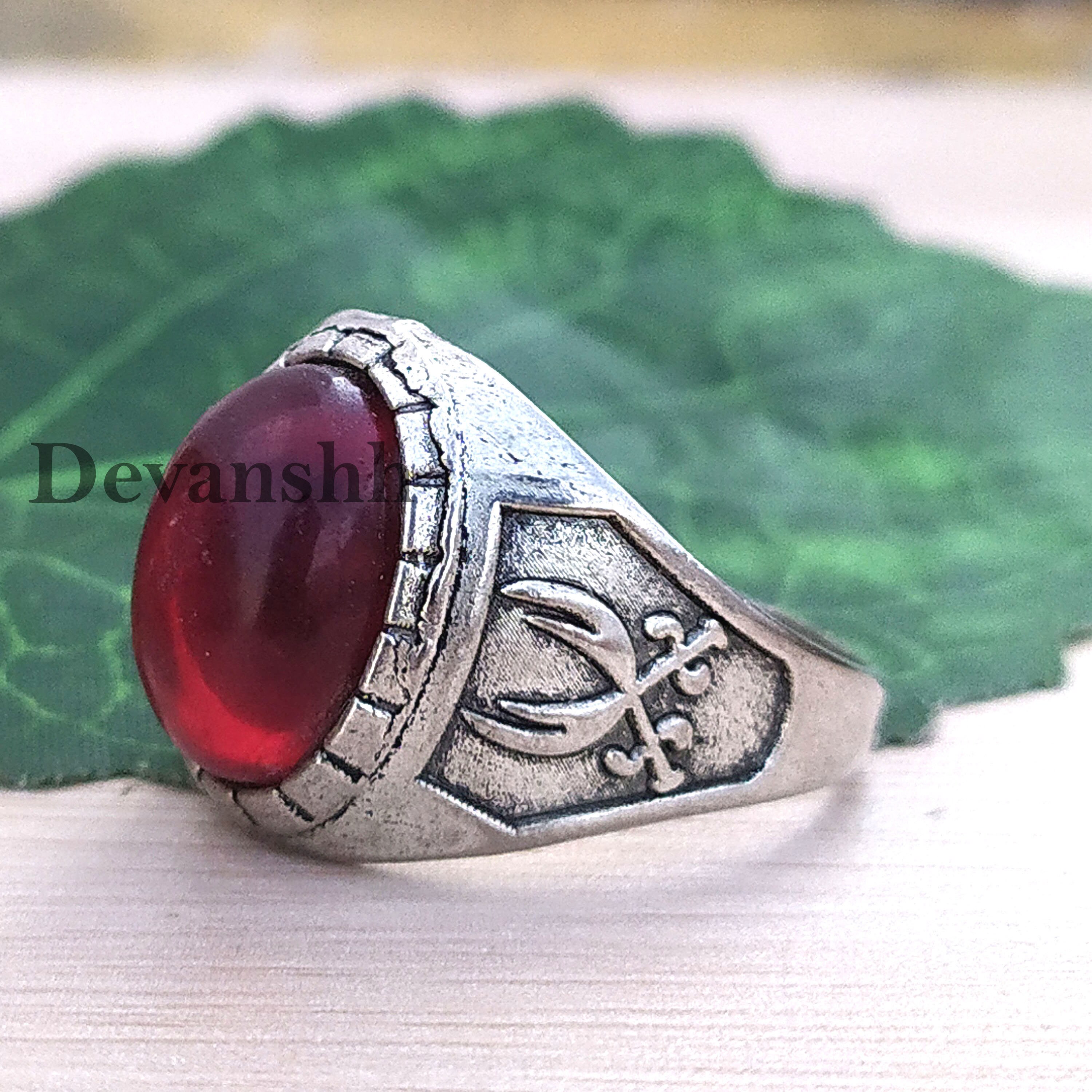 Garnet Mens Ring Gemstone Mens Ring Signet Mens Ring 925 | Etsy