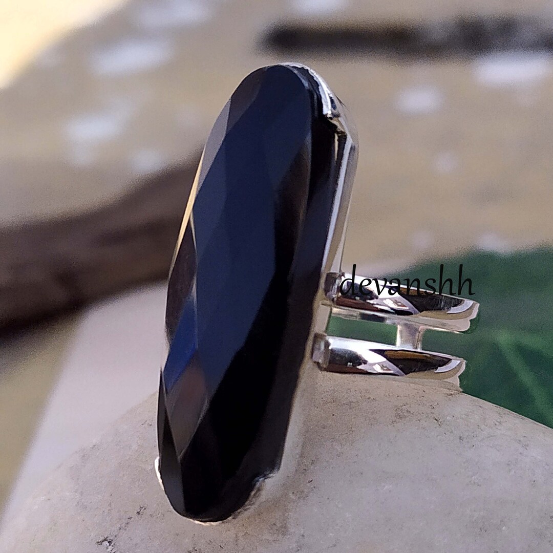 Genuine Black Onyx Ring Black Onyx Statement Ring for Women Black Stone ...