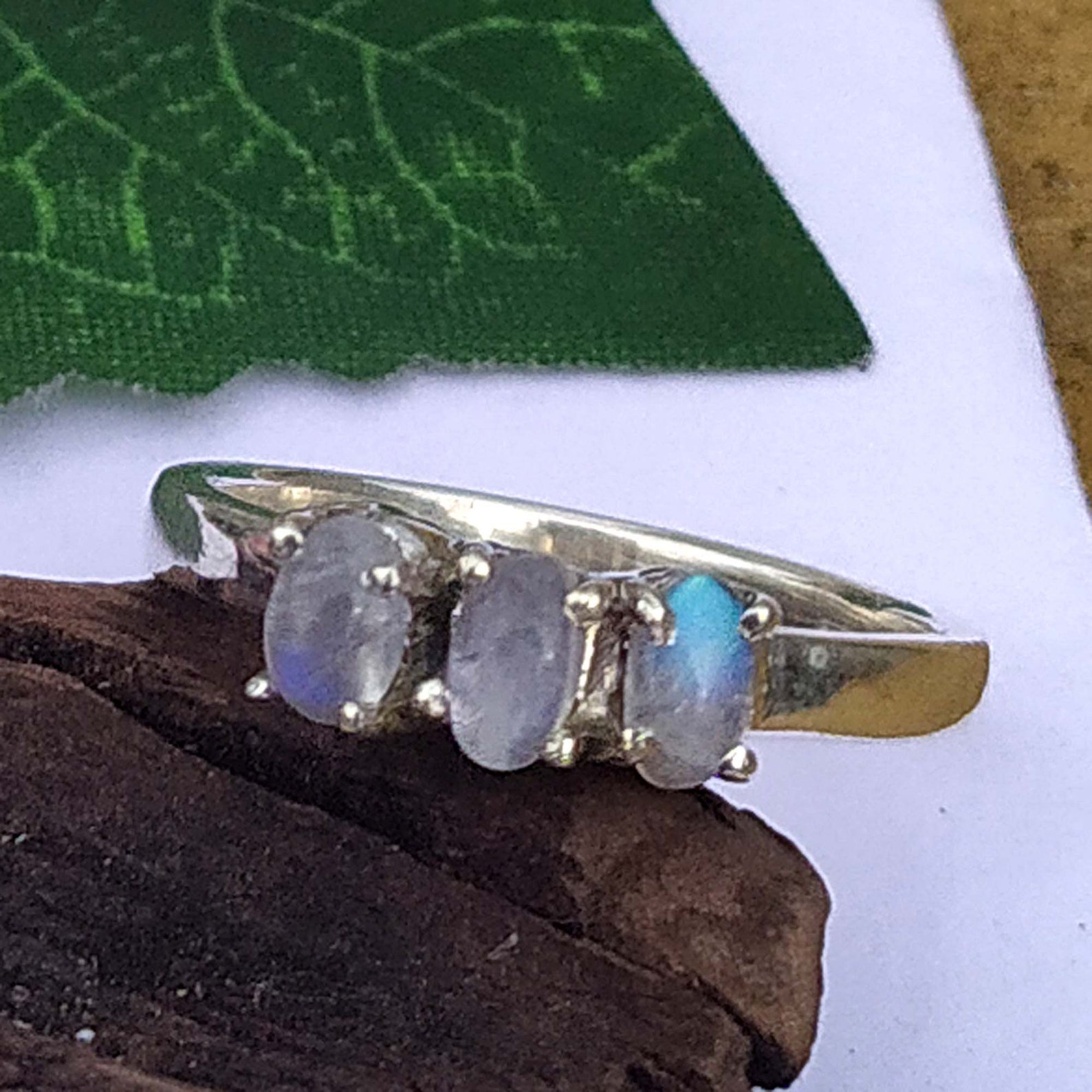 Natural Rainbow Moonstone Ring Gemstone Ring 925 Sterling | Etsy