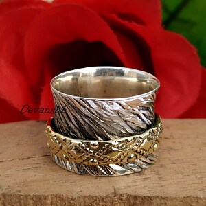 Blue Topaz Spinner Ring, Textured Spinner Ring, Meditation Ring ...