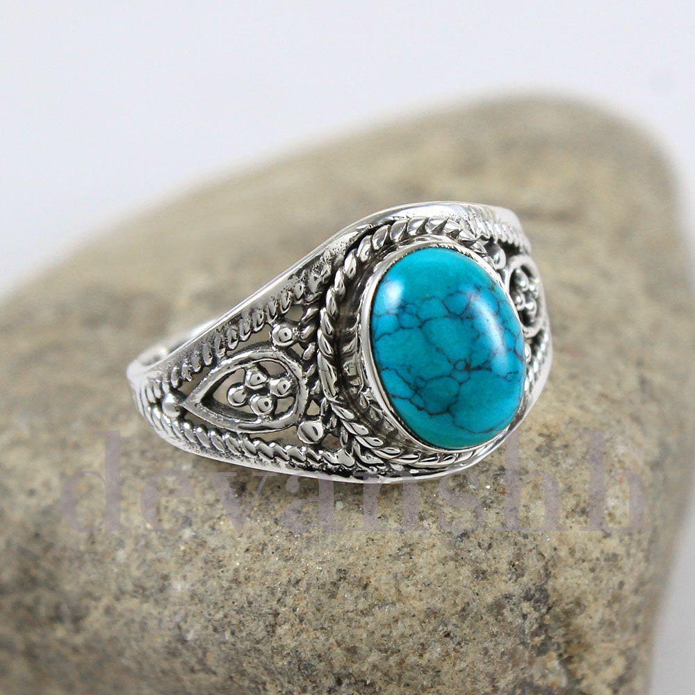 Sale Turquoise Ring Turquoise Stone Ring Turquoise Silver | Etsy