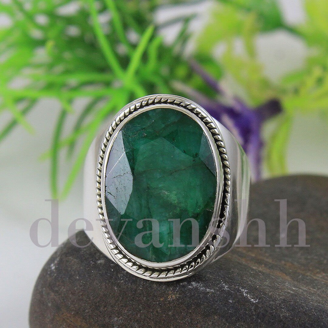 Emerald Ring, Designer Ring, Handmade Ring, Vintage Ring, Gemstone Ring ...