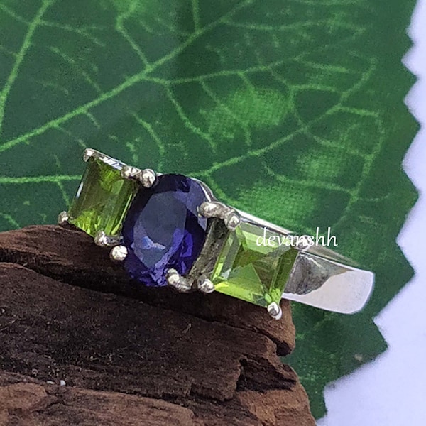 Peridot and Blue Sapphire - Etsy
