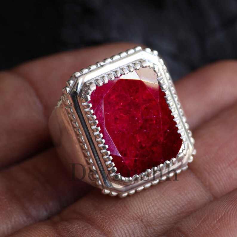 Handmade Ruby Mens Ring Gemstone Men's Ring 925 Sterling - Etsy