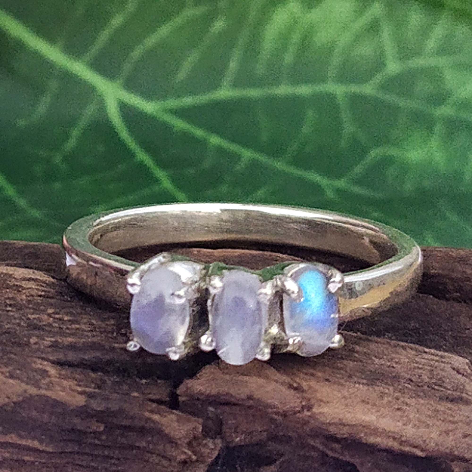 Natural Rainbow Moonstone Ring Gemstone Ring 925 Sterling | Etsy