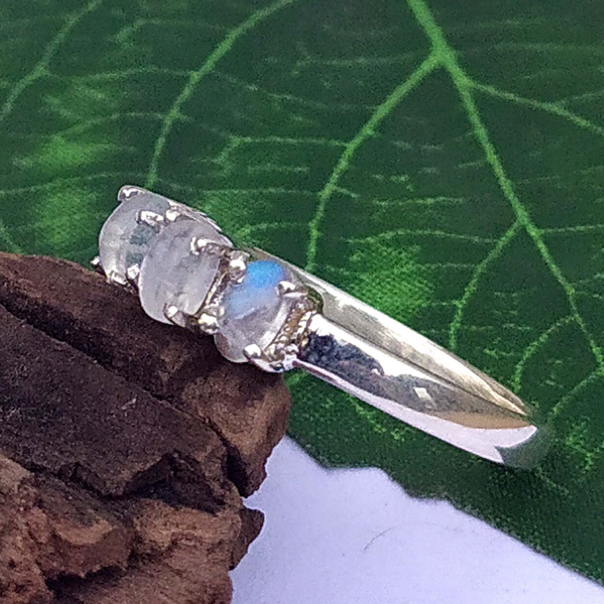 Natural Rainbow Moonstone Ring Gemstone Ring 925 Sterling | Etsy