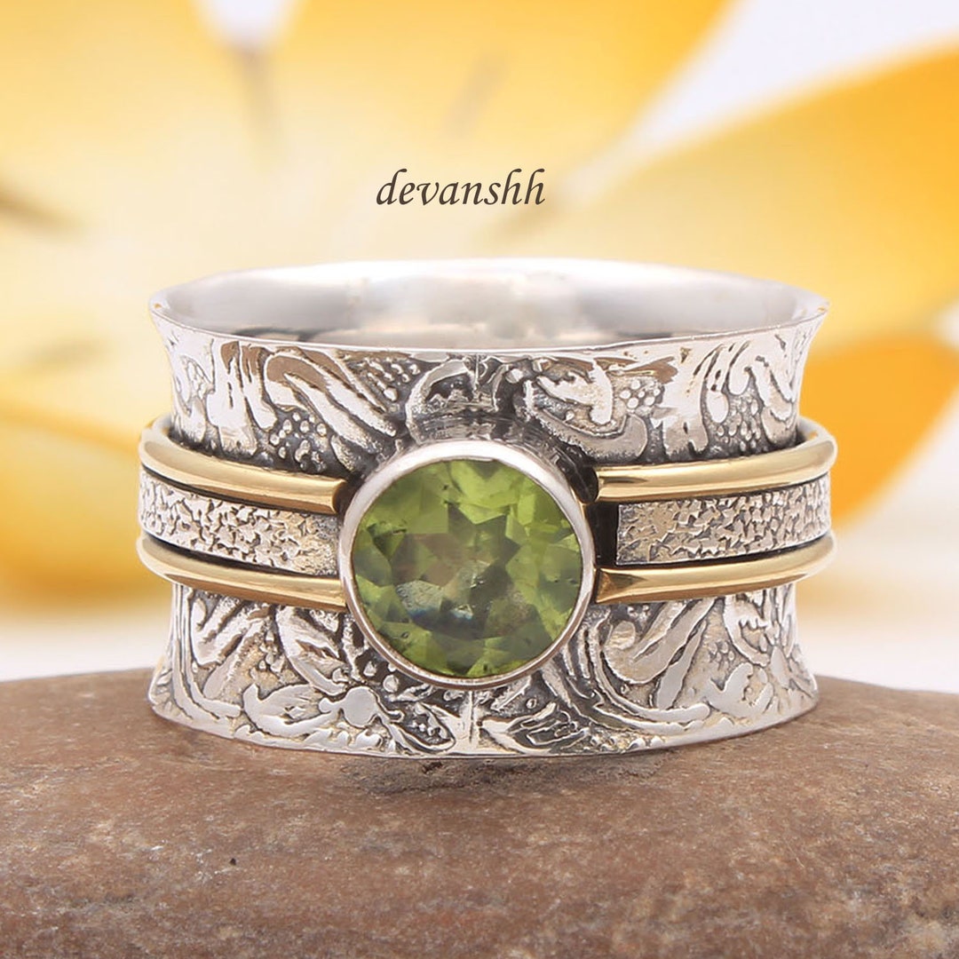Peridot Spinner Ring Meditation Spinning Spin Anxiety Sterling Silver ...