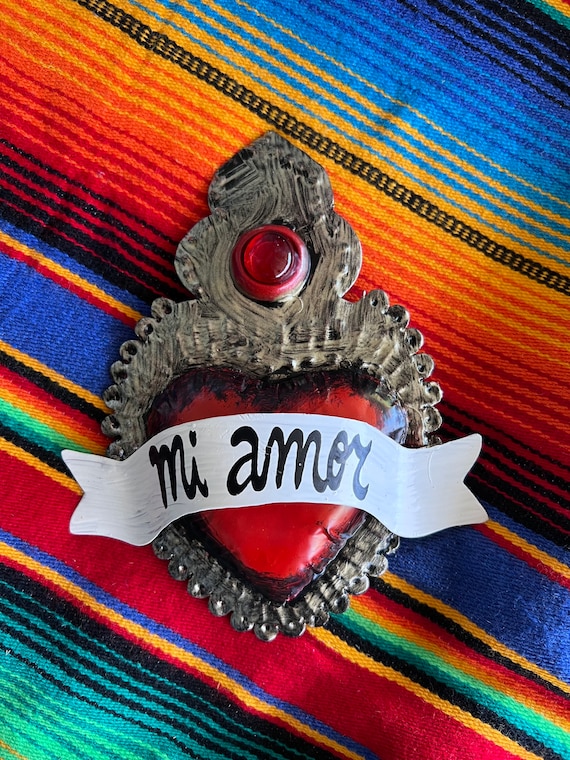 Mexican Sacred Heart Milagro Corazon Tin Heart Authentic - Etsy