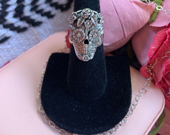 Mexican Sugar Skull Ring Catrina Ring Sterling Silver Jewelry From ...