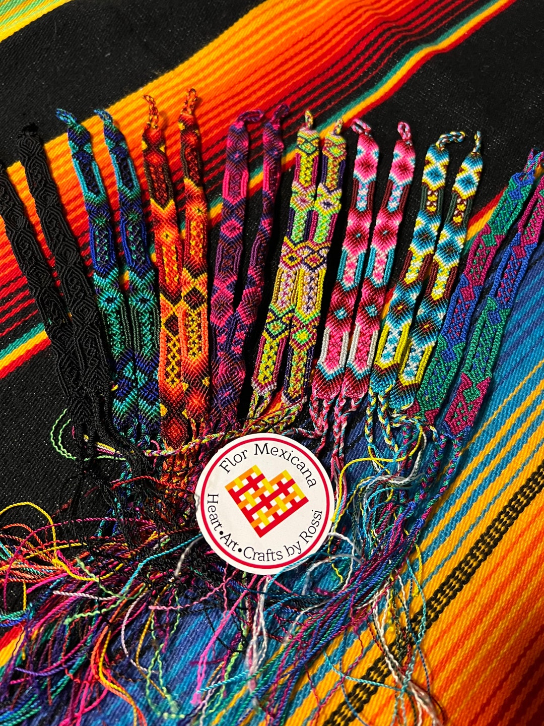 Hand Embroidered Unisex Bracelets Authentic Mexican Embroidery Folk Art ...
