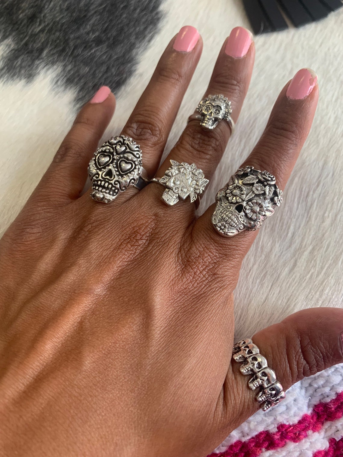 Mexican Sugar skull ring Catrina ring Sterling silver jewelry | Etsy