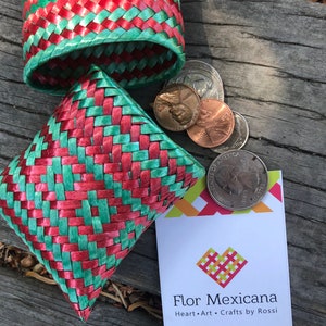 Mexican coin purse small wallet Straw coin bag Gift card | Etsy