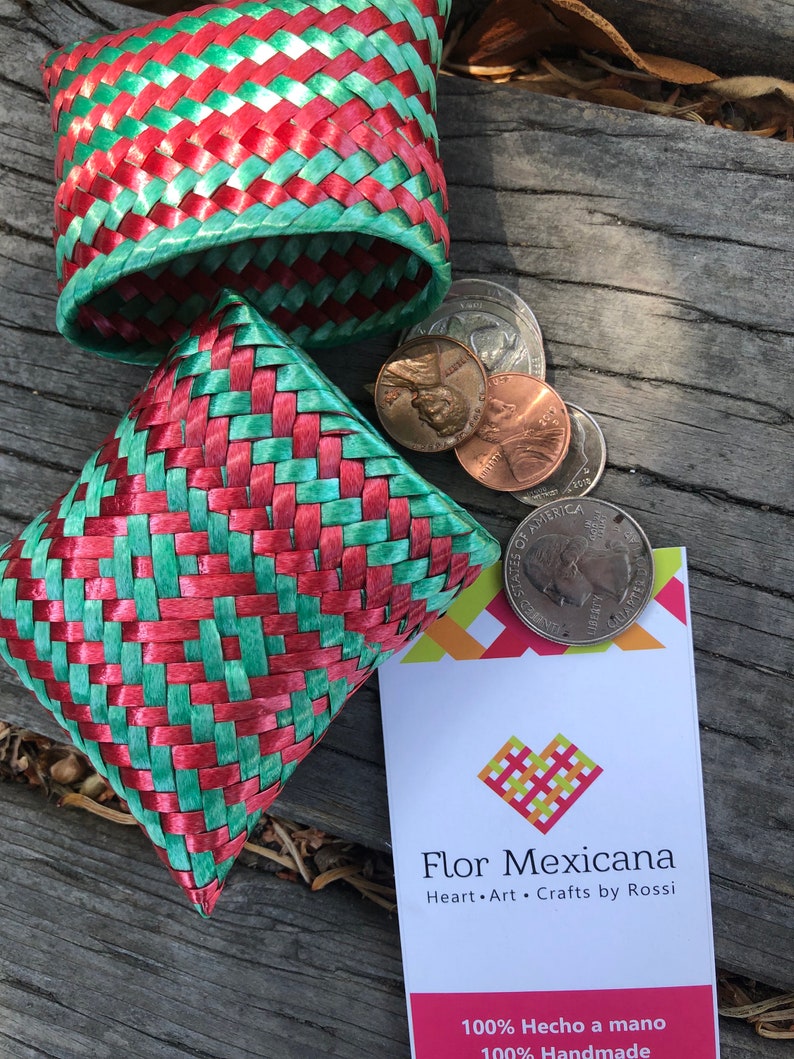 Mexican coin purse small wallet Straw coin bag Gift card | Etsy