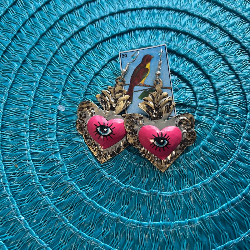 Sacred Heart Eye Earrings - Etsy