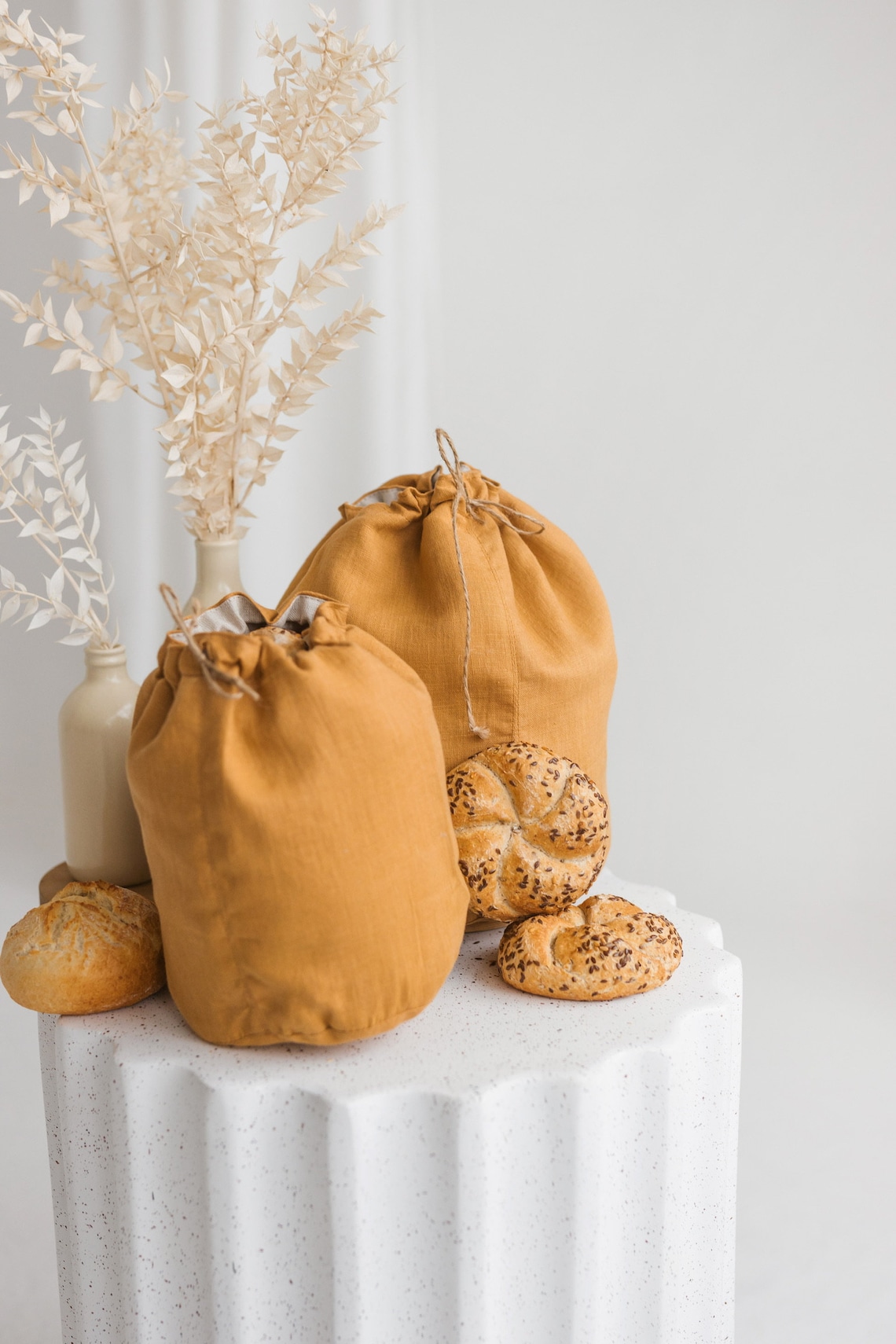 Linen Bread Loaf Bag • Bakery and Vegetable Bag • PLAIN COLORS - Etsy