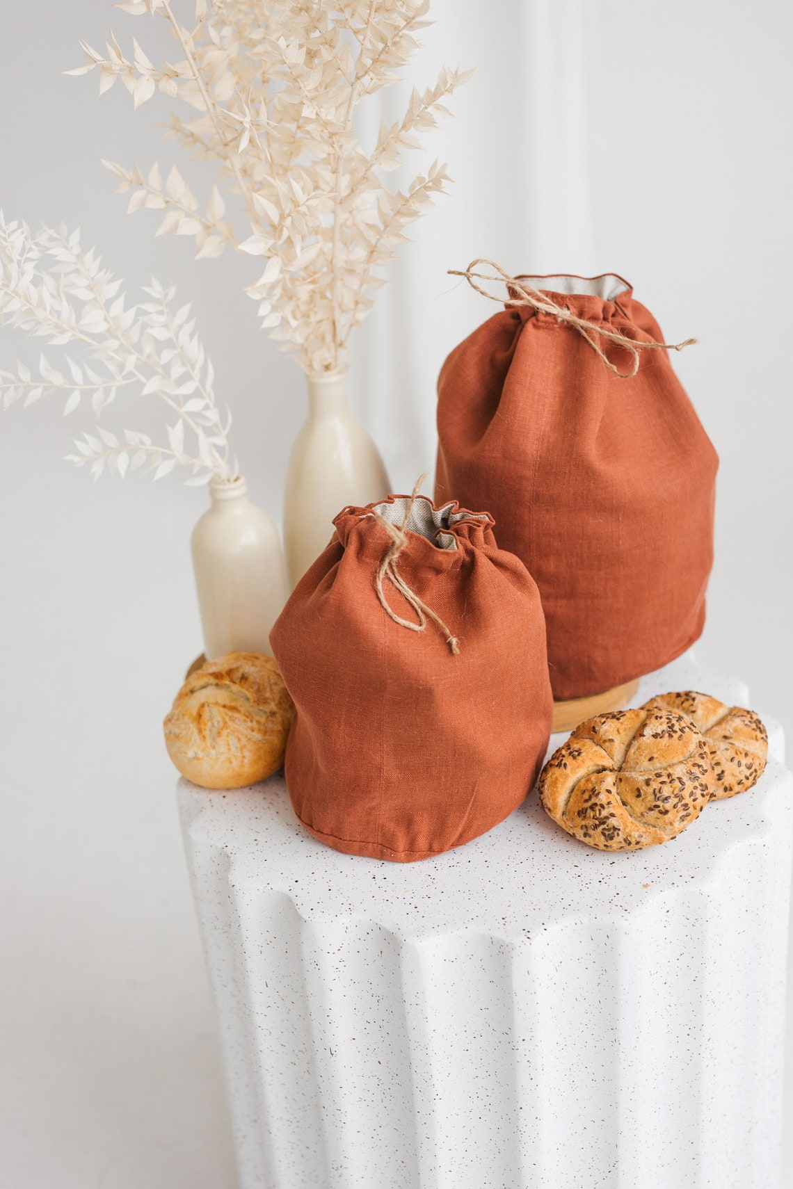 Linen Bread Loaf Bag • Bakery and Vegetable Bag • PLAIN COLORS - Etsy