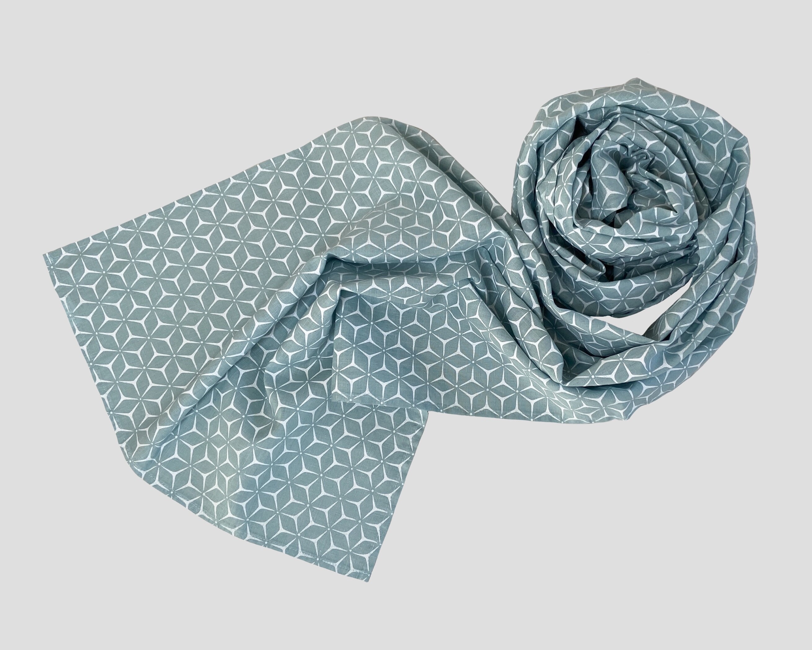 Linen Scarf for Women • Star Pattern Burgundy Shawl • Linen Head Wrap ...
