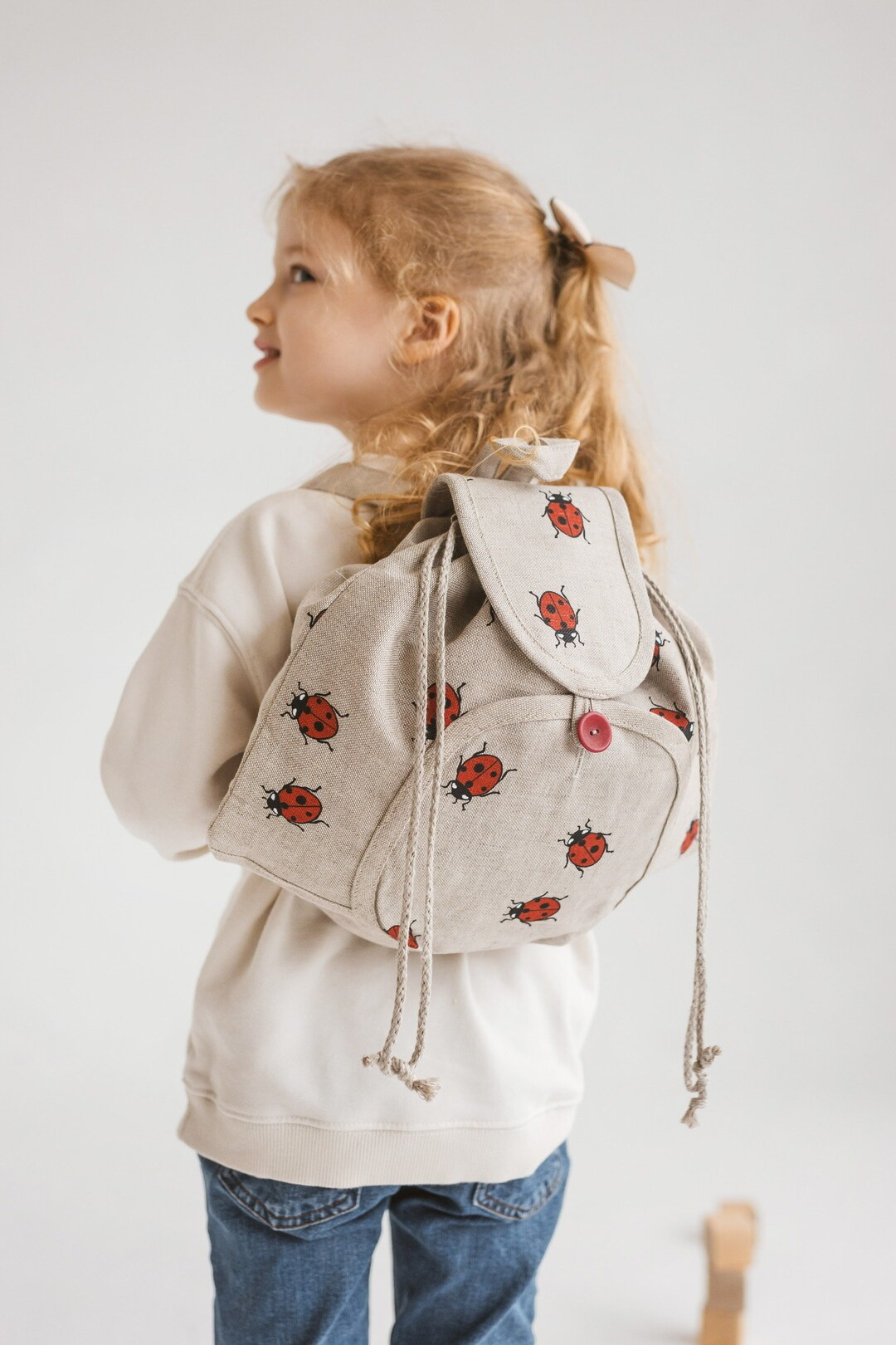 Kids Backpack With Pockets • Linen Drawstring Eco Friendly Rucksack ...
