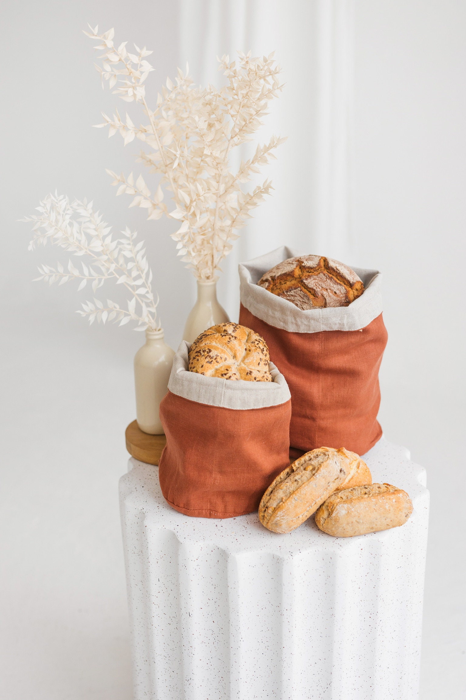 Linen Bread Loaf Bag • Bakery and Vegetable Bag • PLAIN COLORS - Etsy