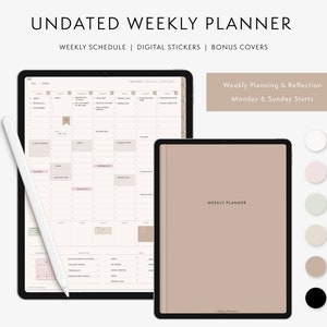 Undated Weekly Schedule Digital Planner for iPad | Weekly Overview ...