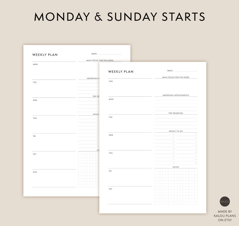 Weekly Planner Printable Weekly to Do Fillable Weekly - Etsy
