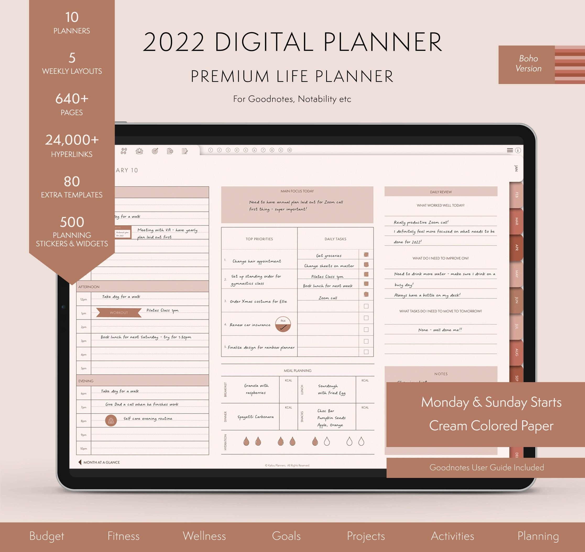 iPad Planner 2021 Digital Planner Colorful Flowers Theme Noteshelf ...