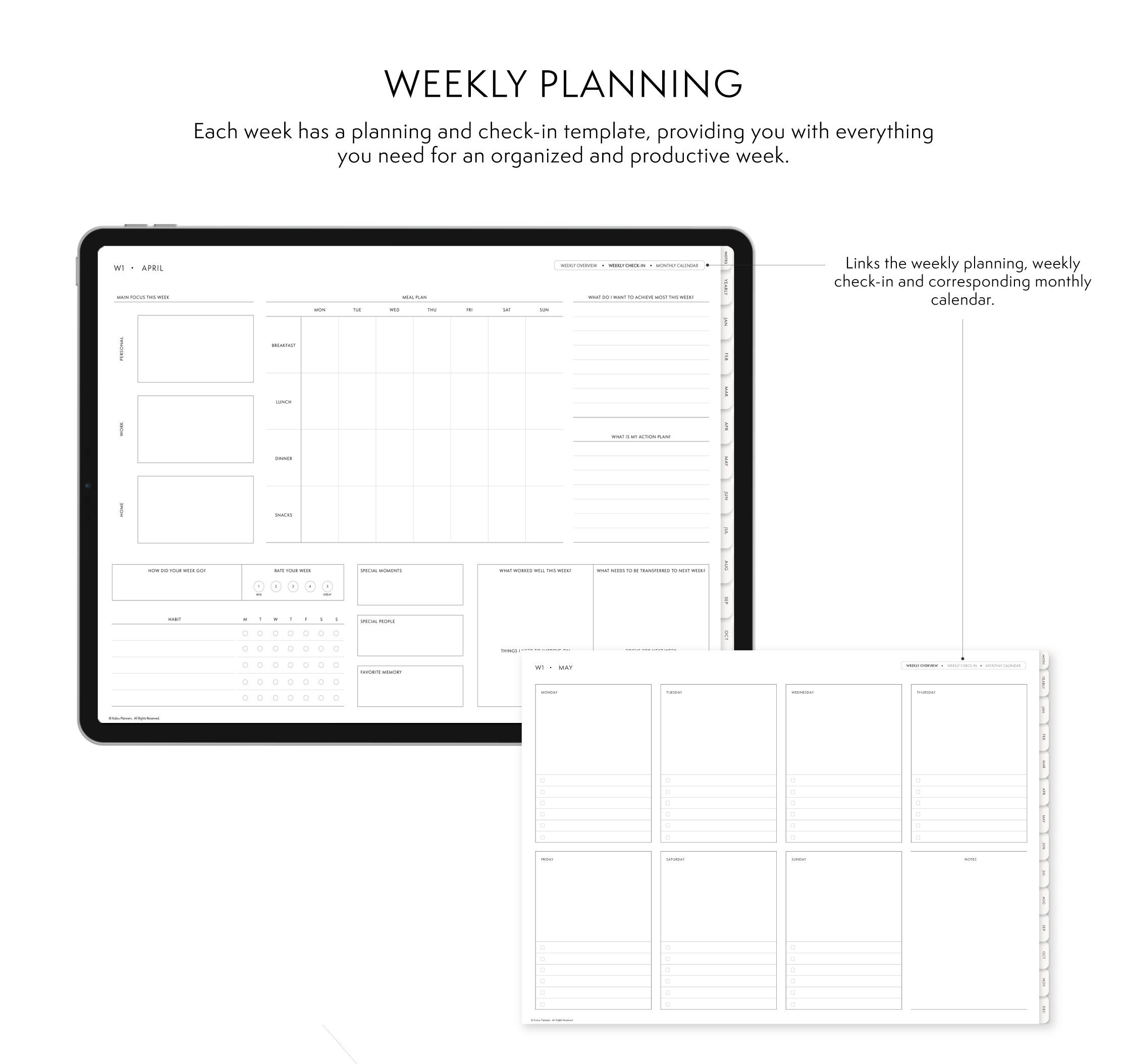 Undated Weekly Planner | Digital Planner | Weekly PDF | Goodnotes ...