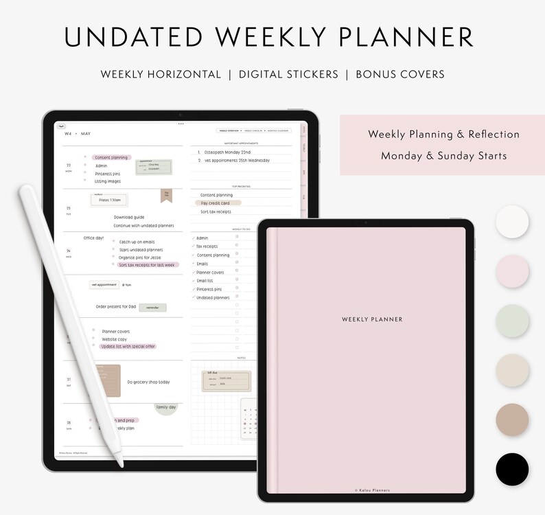 Weekly Overview Digital Planner for Goodnotes Week at a - Etsy