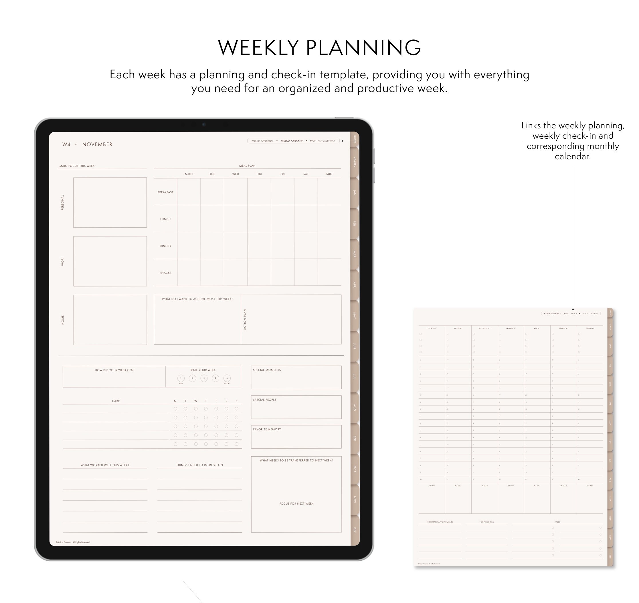 Undated Weekly Schedule Digital Planner for iPad | Weekly Overview ...