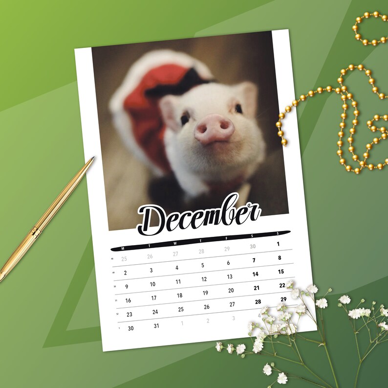 Wall Calendar 2019, Printable Calendar, Piglets Calendar, Standard ...