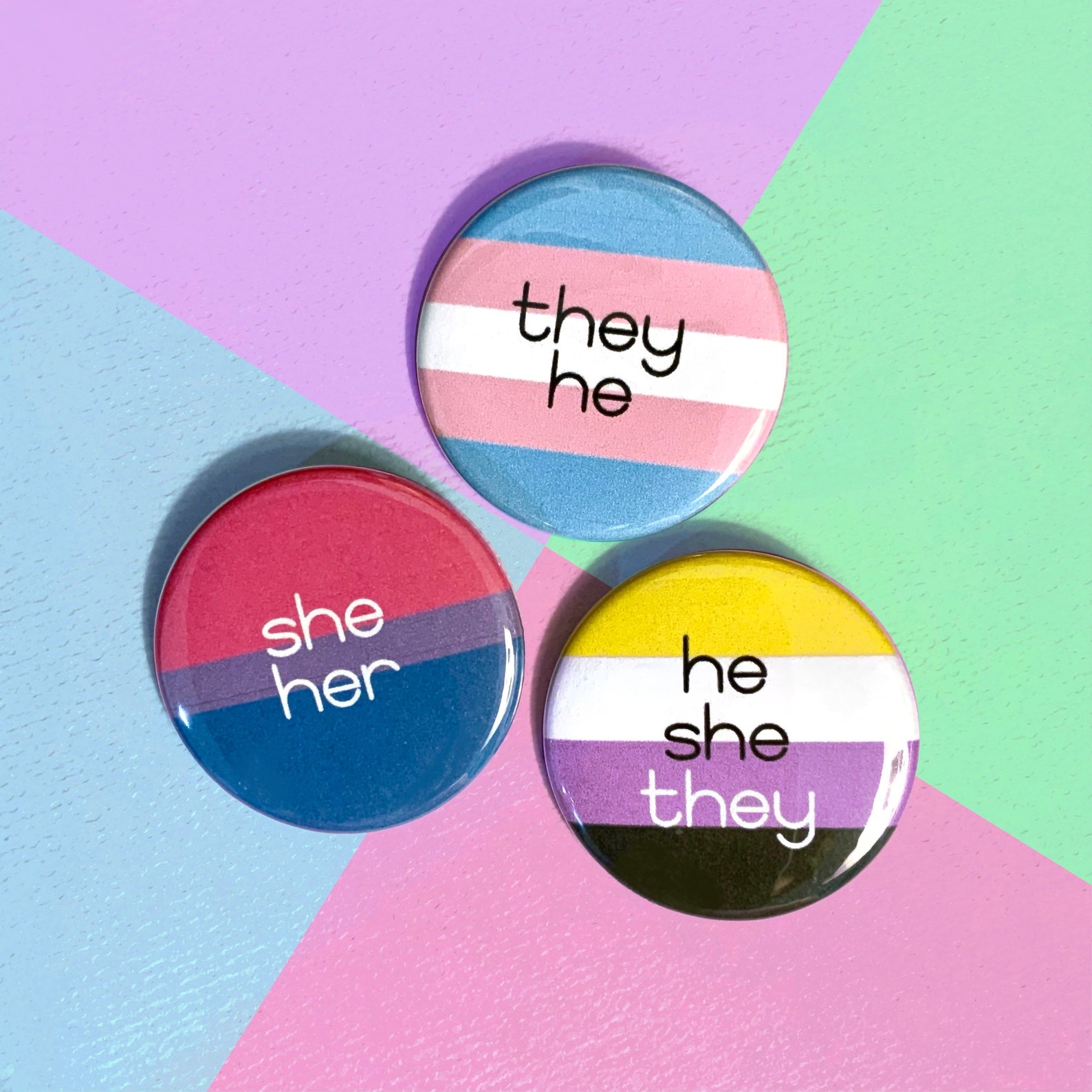 Customizable Pronoun Button // LGBTQ Transgender Nonbinary - Etsy