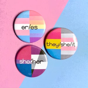 Customizable Pronoun Button | LGBTQ Transgender Nonbinary Pride - Etsy