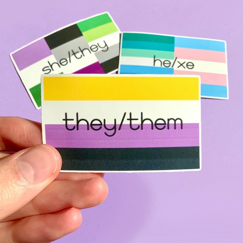 Customizable Pronoun Sticker | LGBTQ Transgender Nonbinary Pride - Etsy