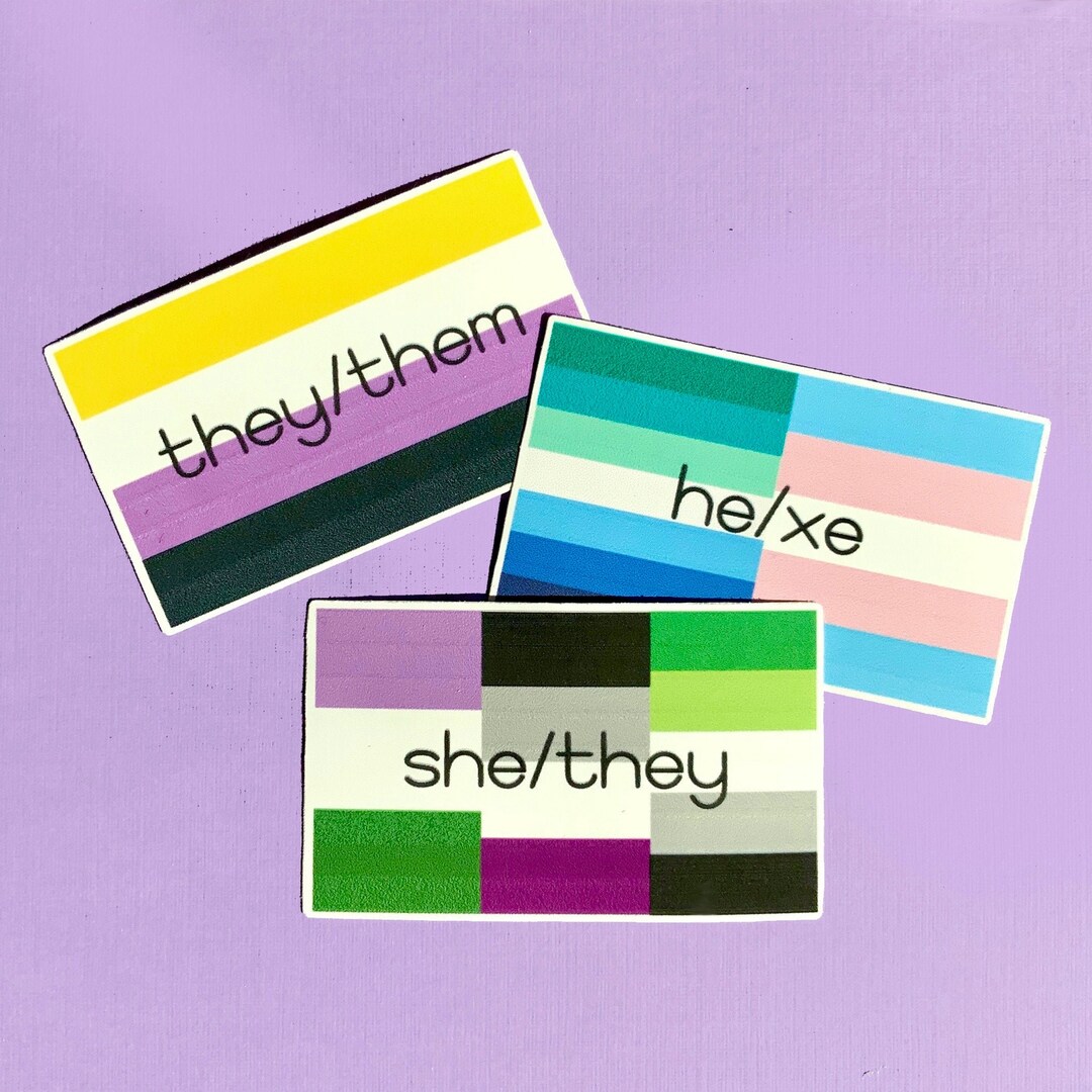 Customizable Pronoun Sticker | LGBTQ Transgender Nonbinary Pride - Etsy